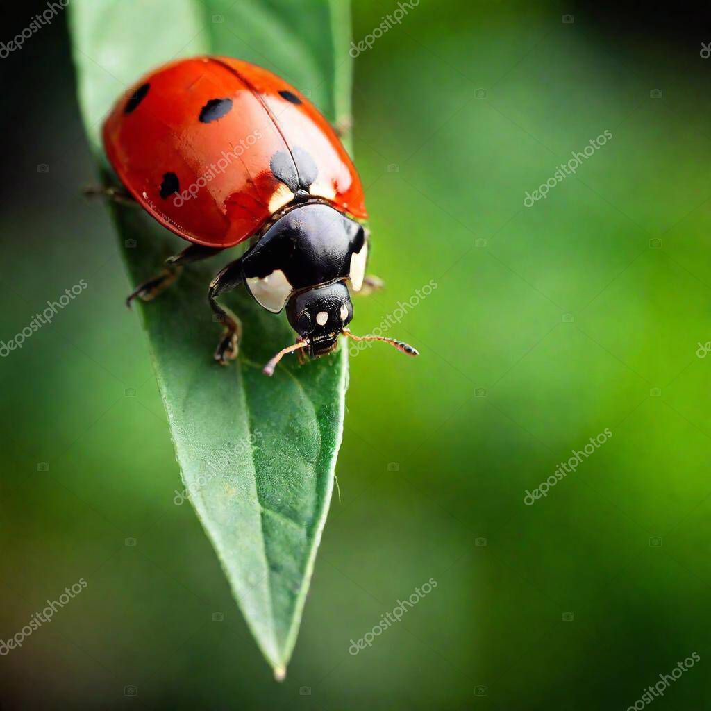 Una imagen ultrarrealista de alta resolución de una mariquita de color ...