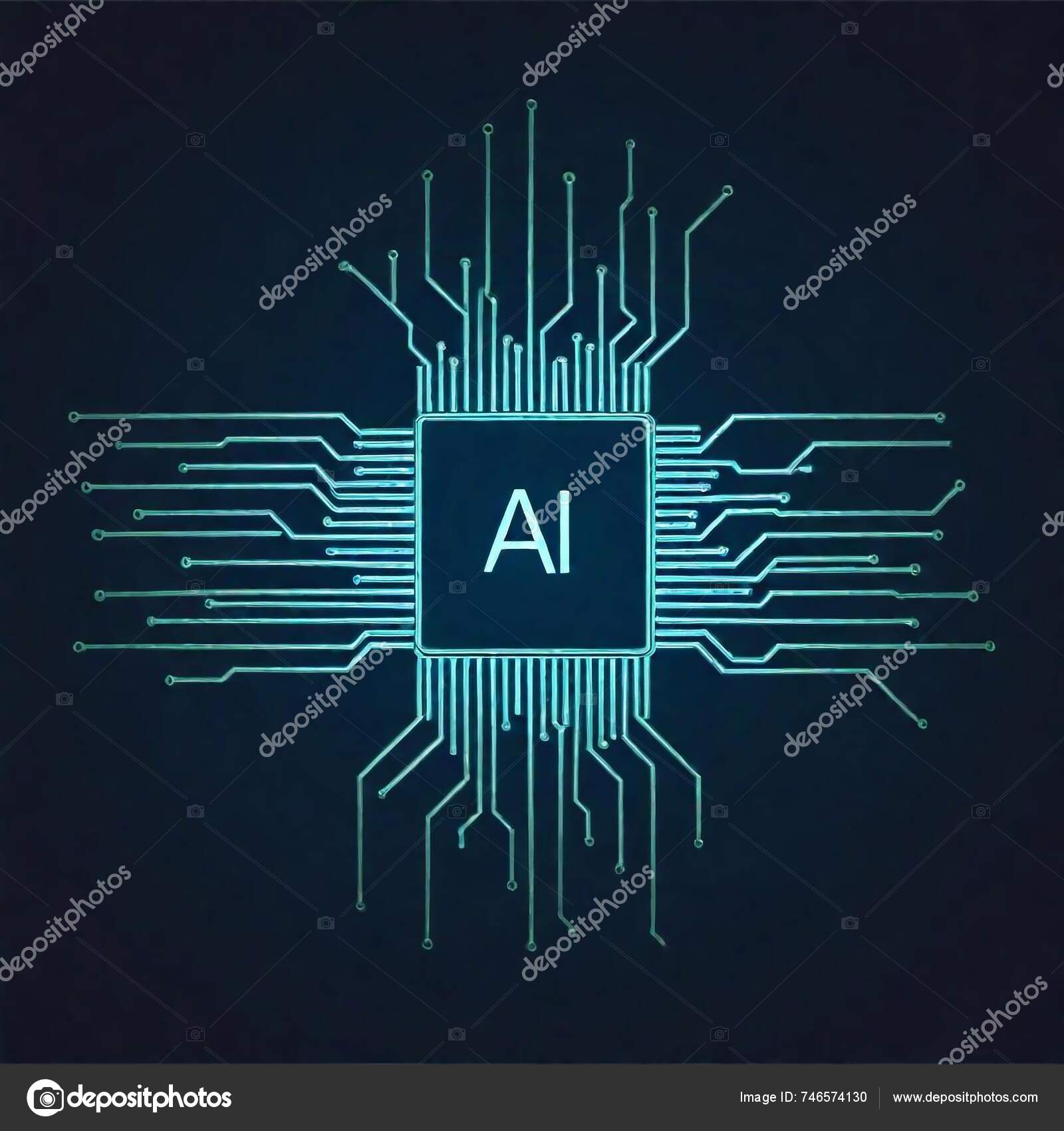 Digital Icon Showing Microchip Flowing Data Lines Binary Code ...