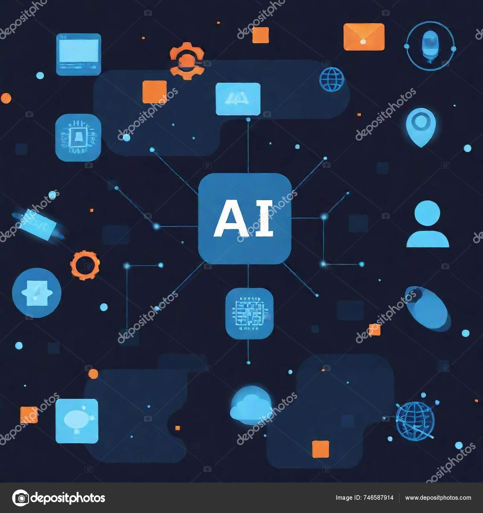 Vibrant Collage Icons Representing Various Aspects Artificial ...