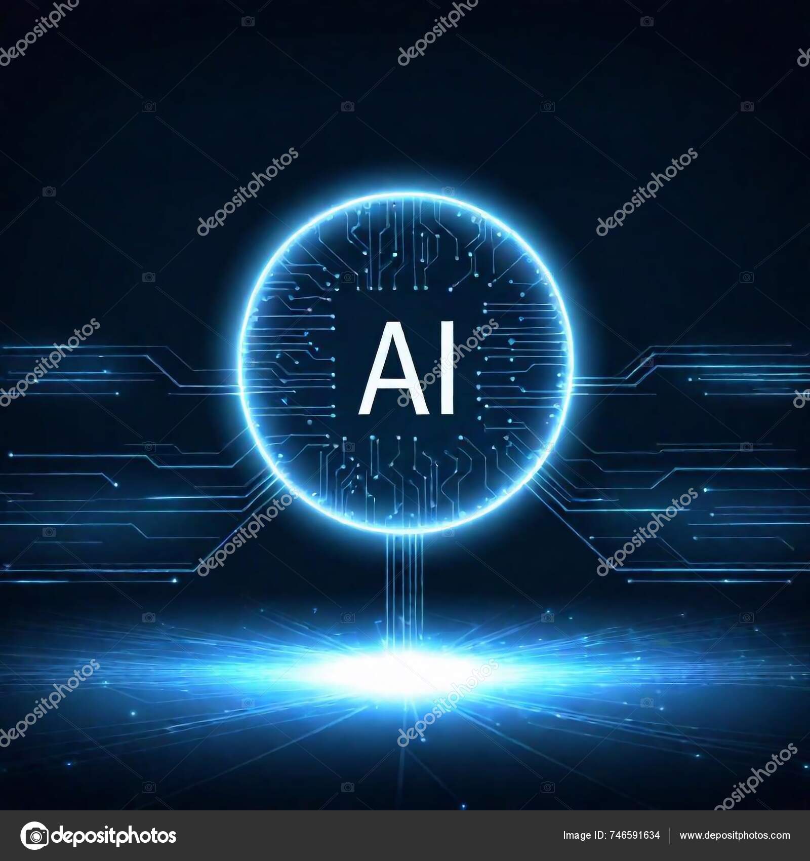 High Tech Scene Showing Core Circuits Branching Out All Directions ...