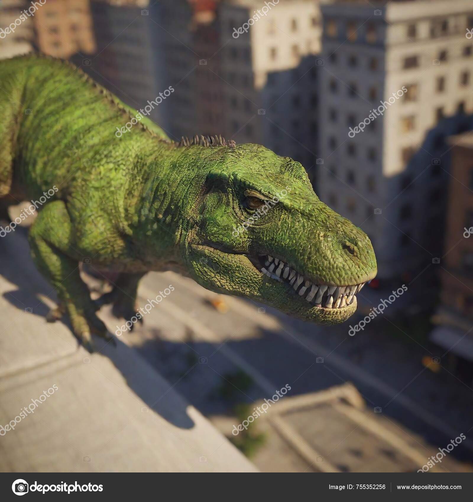 Rex Exploring City Very Detailed Full Wide Focus — Stock Photo ...