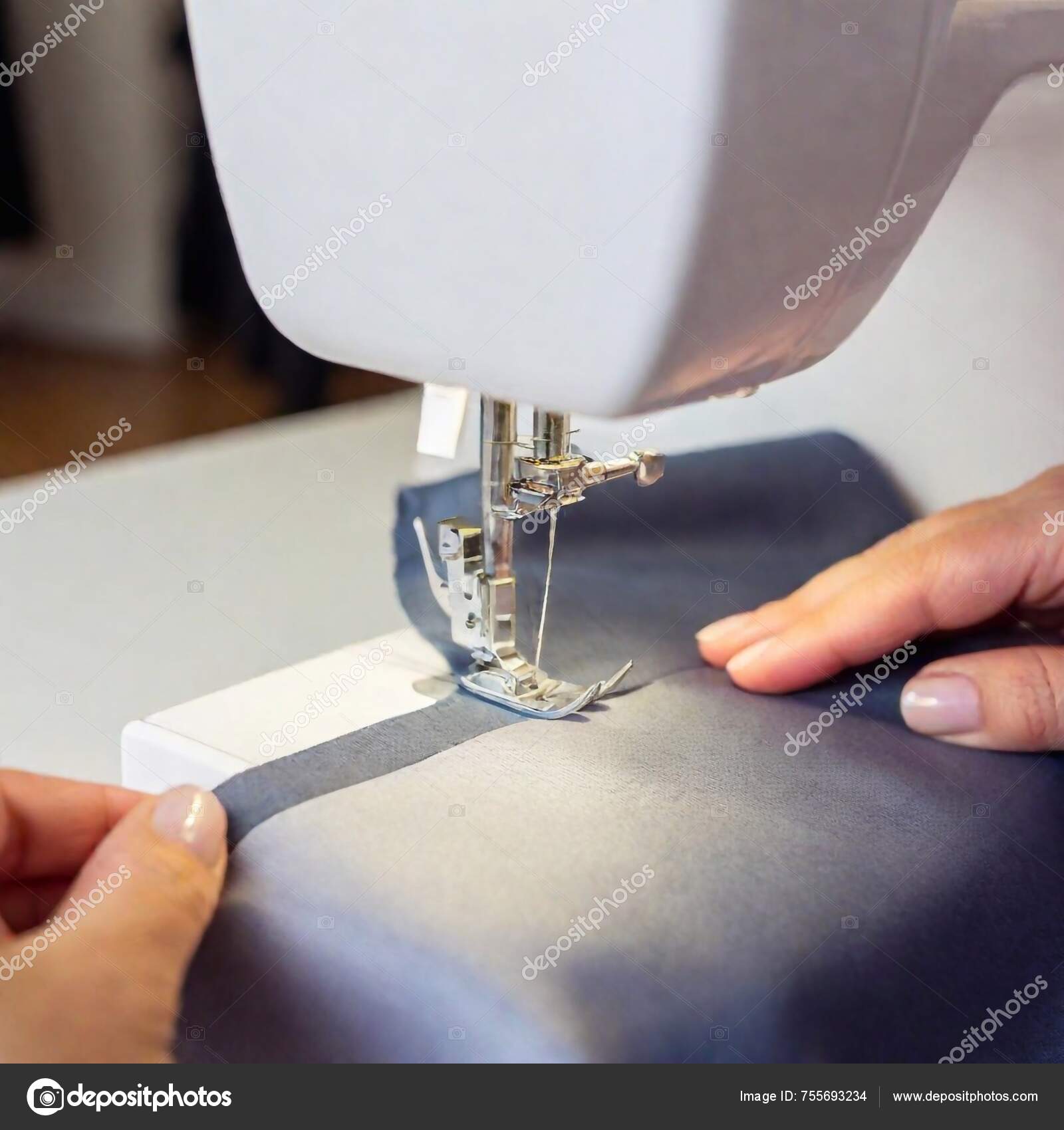 Rack Focus Shot Highlighting Sewing Machine Action Young Adult ...