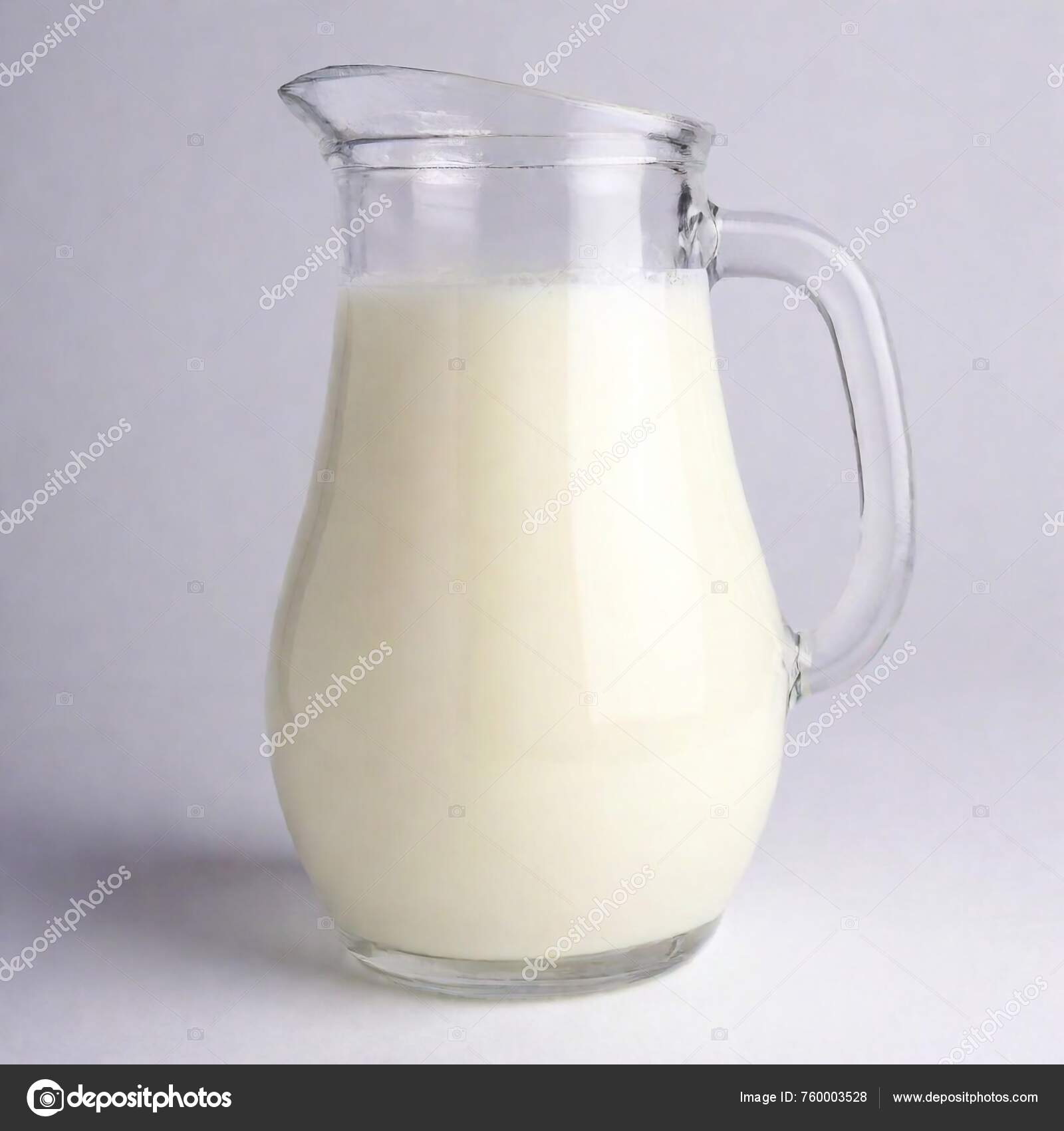 Glass Pitcher Fresh Milk Centered Isolated White Background — Stock ...