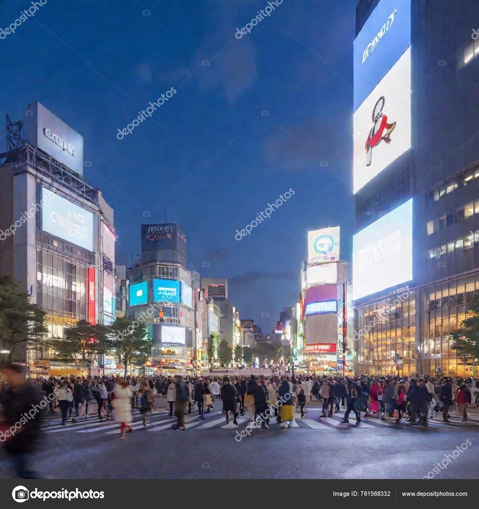 Tokyo Crosswalk Floating Brand Logos Shibuya Crossing Famous Brand ...