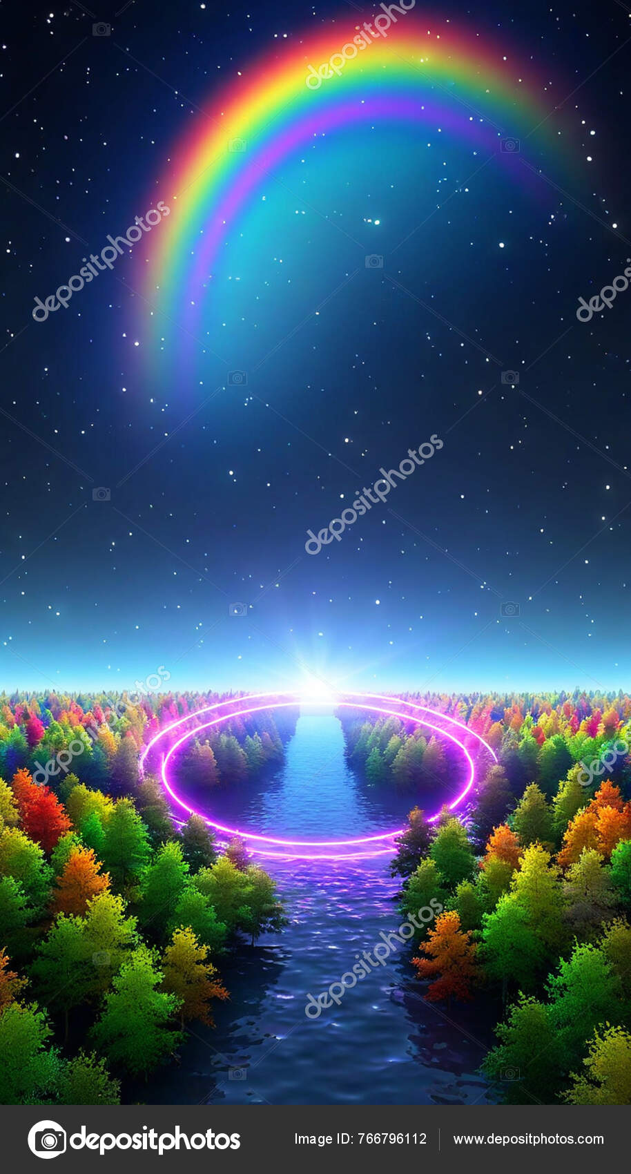 Liquid Rainbow Bridge Magical Bridge Made Liquid Rainbow Colors Arching ...