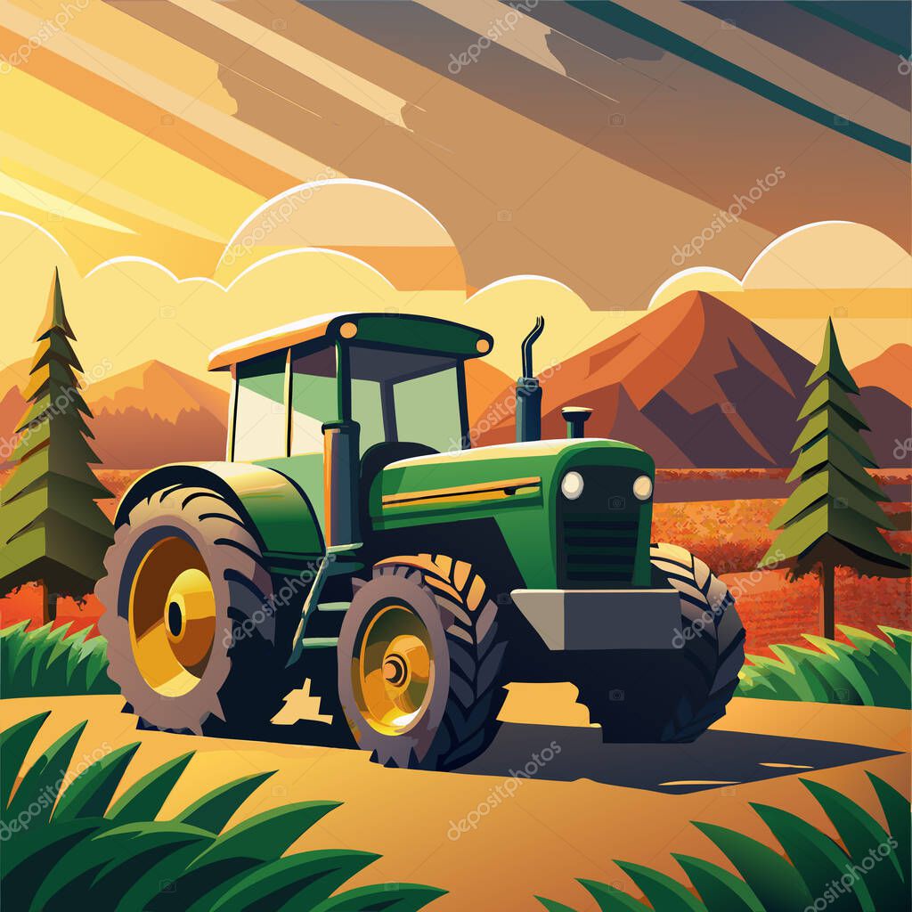 diseño vectorial de Tractor John Deere para impresión de sublimación 2024