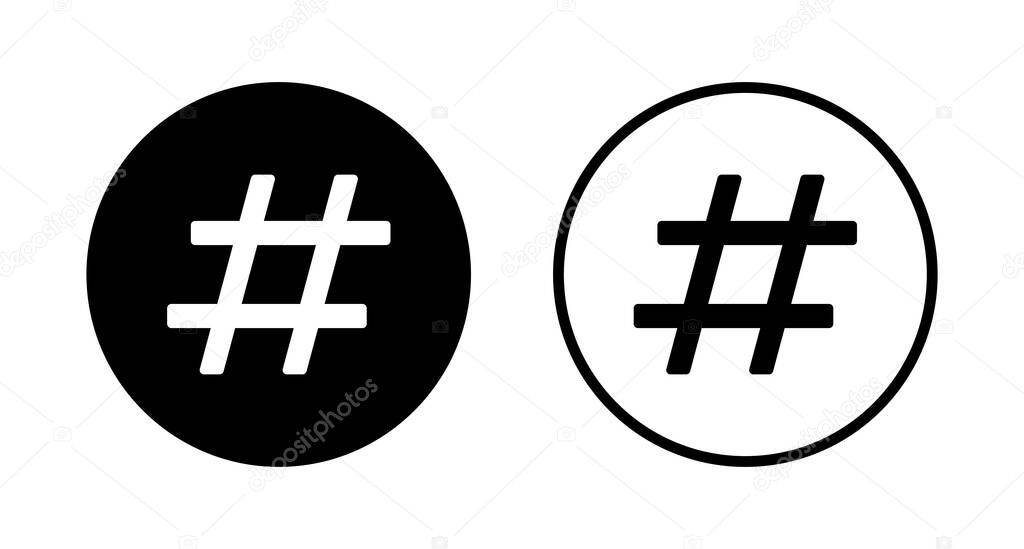 Diseño del logotipo del icono de la etiqueta. hashtag signo y símbolo 2025