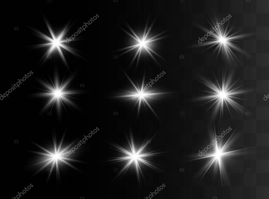 Conjunto de efectos de luz transparente blanca aislada de brillo ...