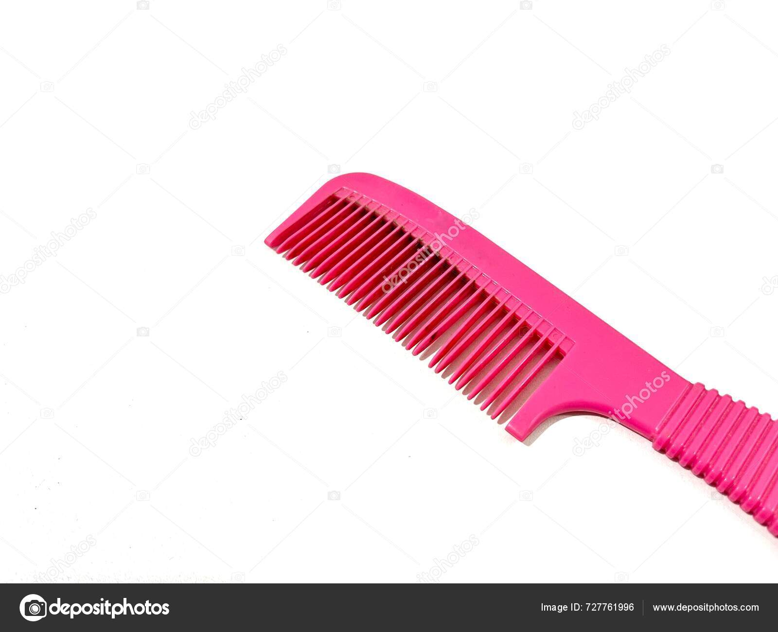 Single Pink Hair Comb Made Plastic Isolated White Background — Stock ...
