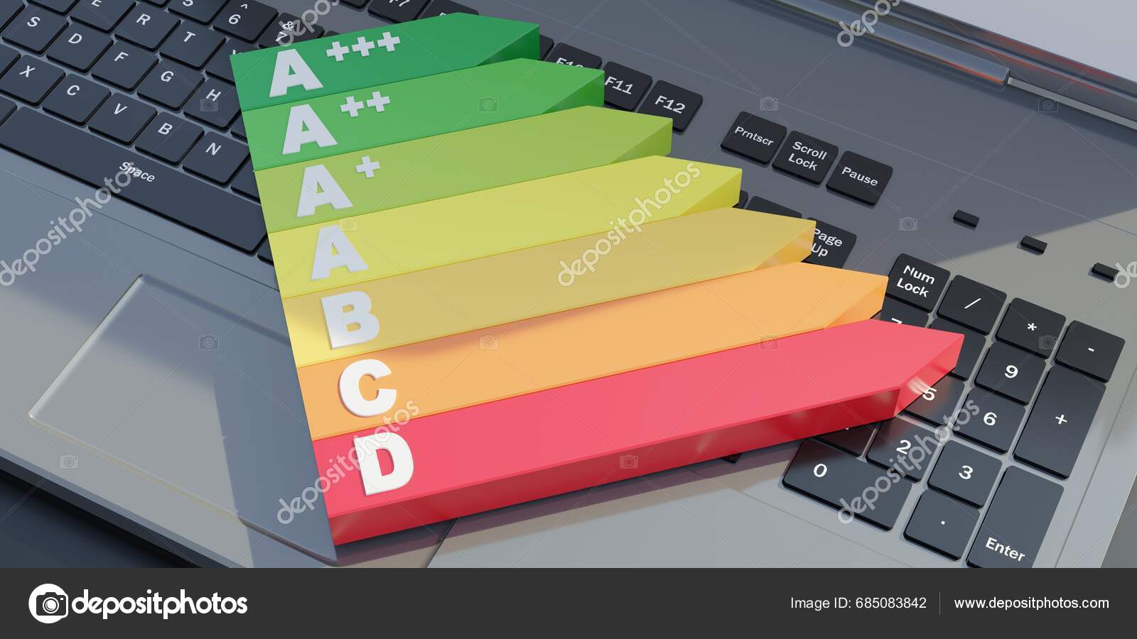 Energy Efficiency Label Classification Silver Laptop Keyboard ...