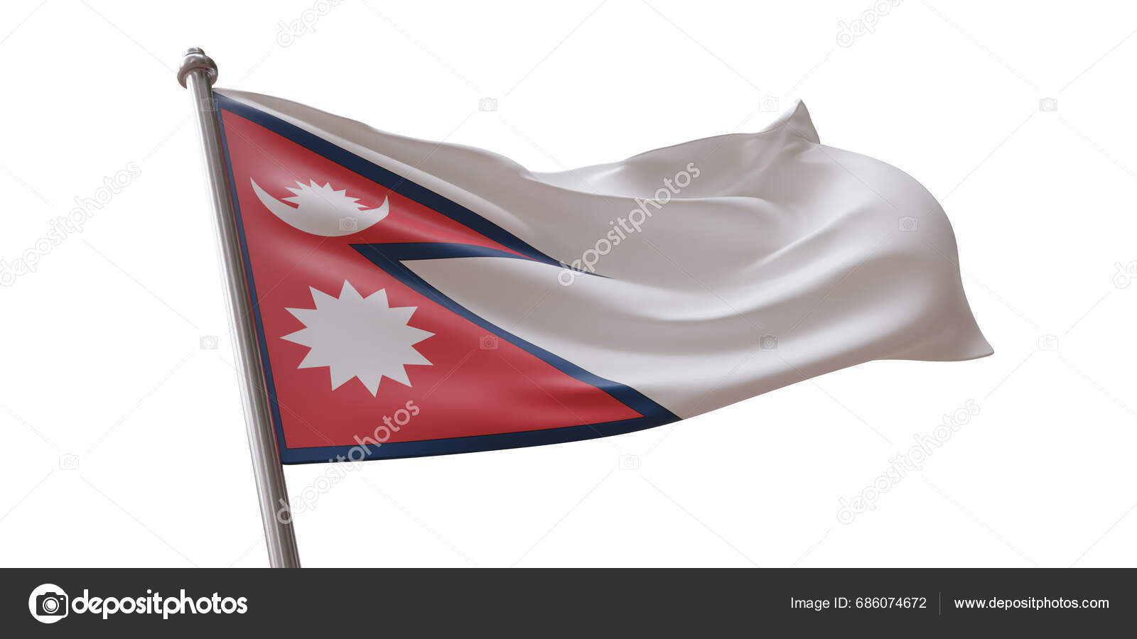 Nepalin Lippu Heiluttaa Valkoista Läpinäkyvää Taustaa Vasten ...