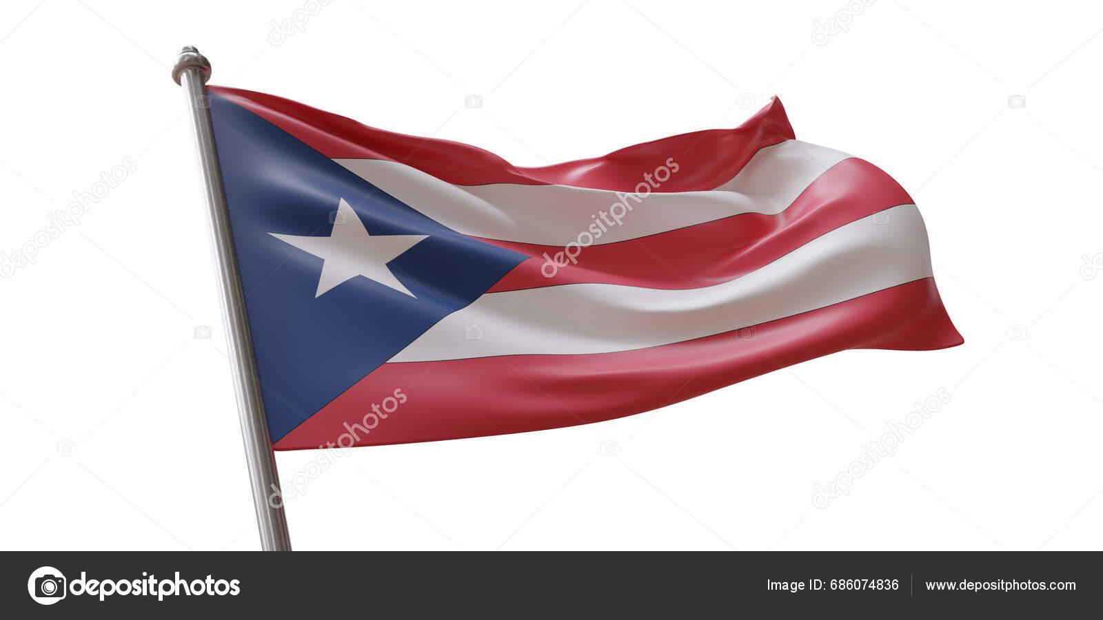 Bandera Puerto Rico Ondeando Aislada Sobre Fondo Blanco Transparente ...