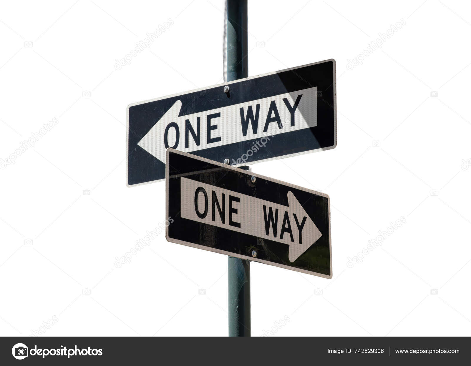 One Way Signs Post Isolated White Transparent New York City — Stock ...