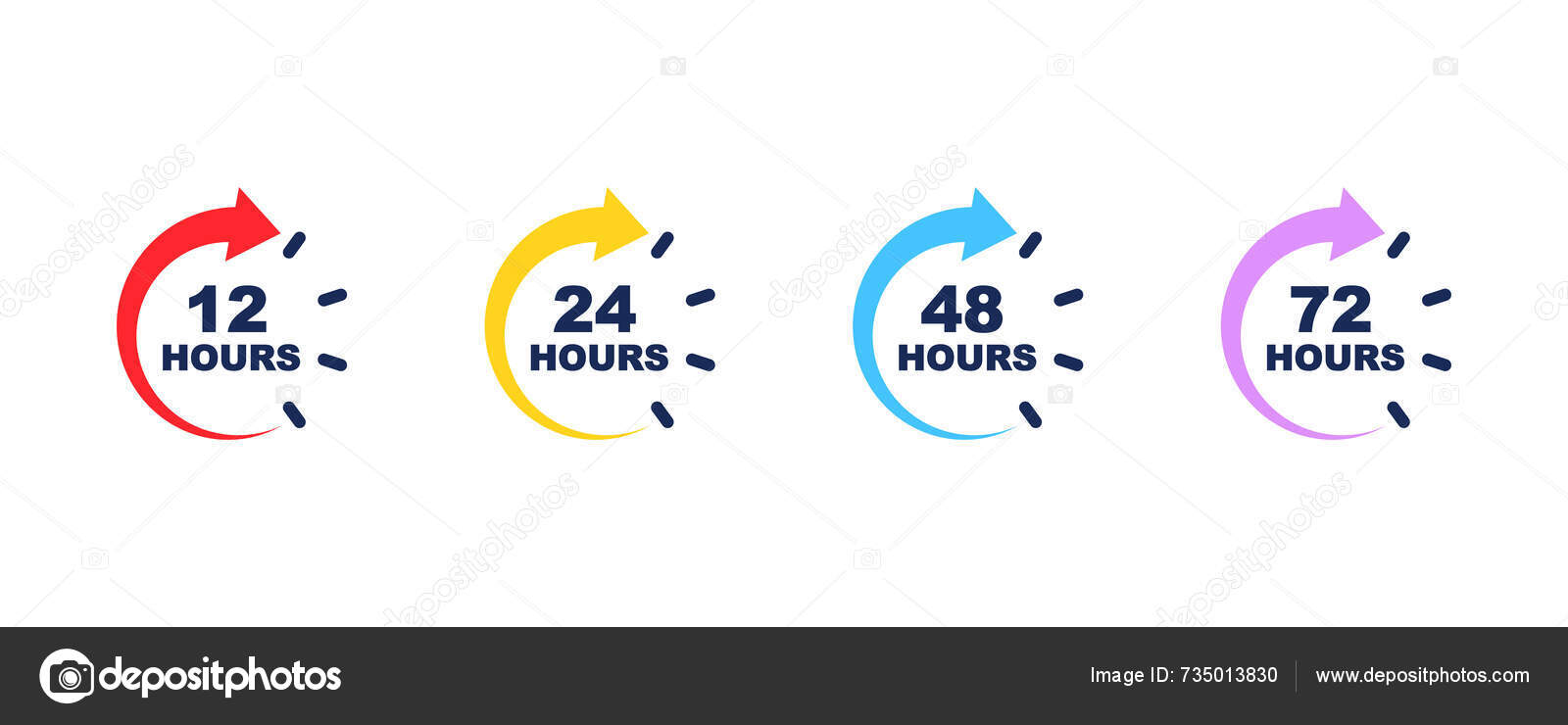 Set Clock Hours Time Arrow Delivery Service Vector Eps — Stock Photo ...