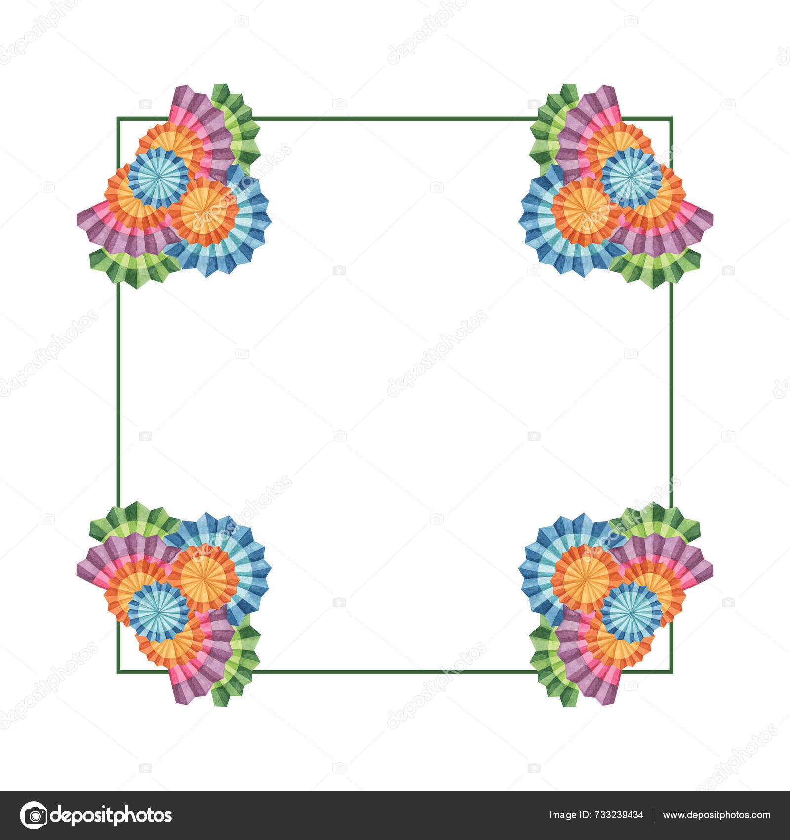 Multicolored Fiesta Flowers Hand Drawn Isolated Watercolor Clipart ...