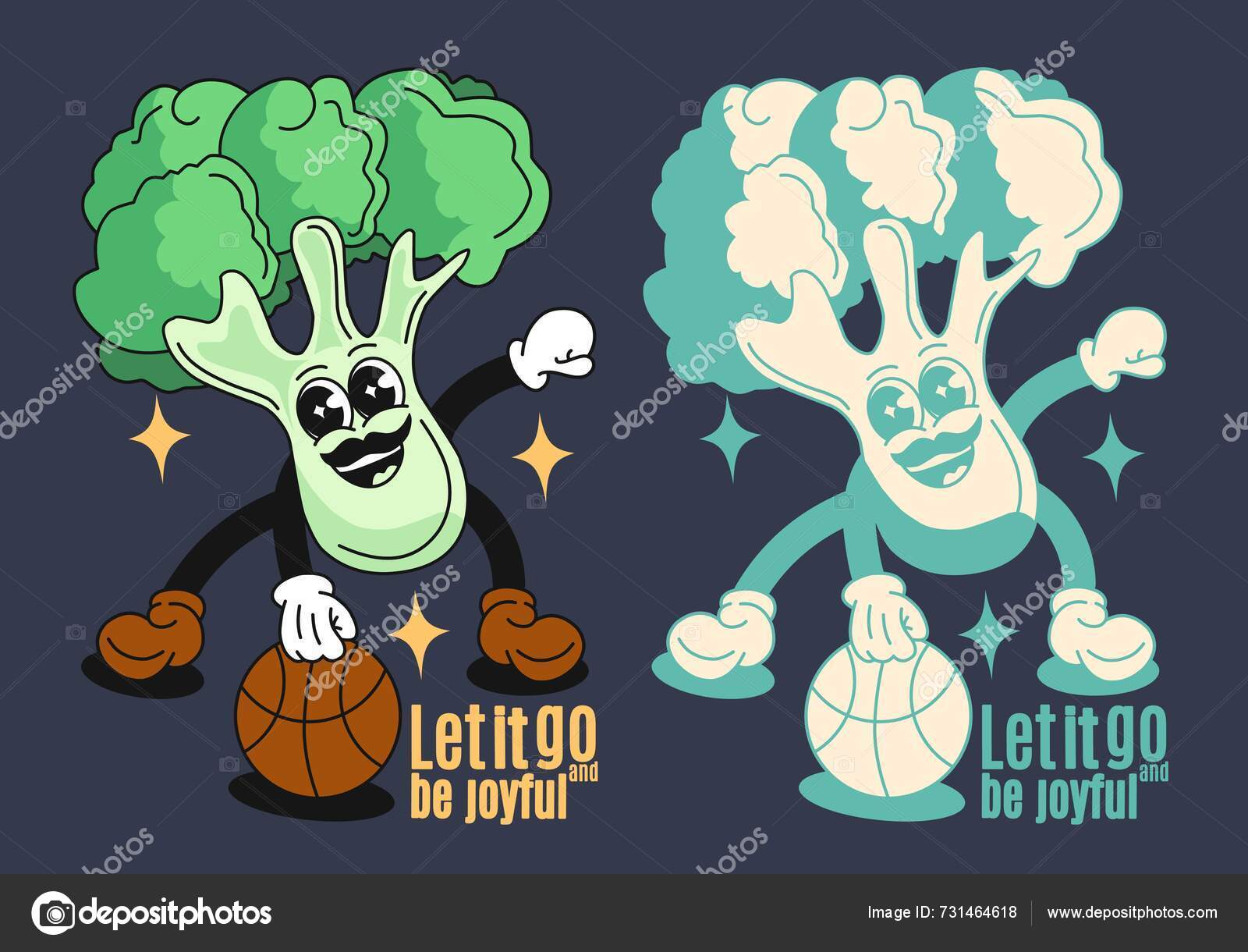 Fun Engaging Illustration Classic Broccoli Mascot Dribbling Basketball ...