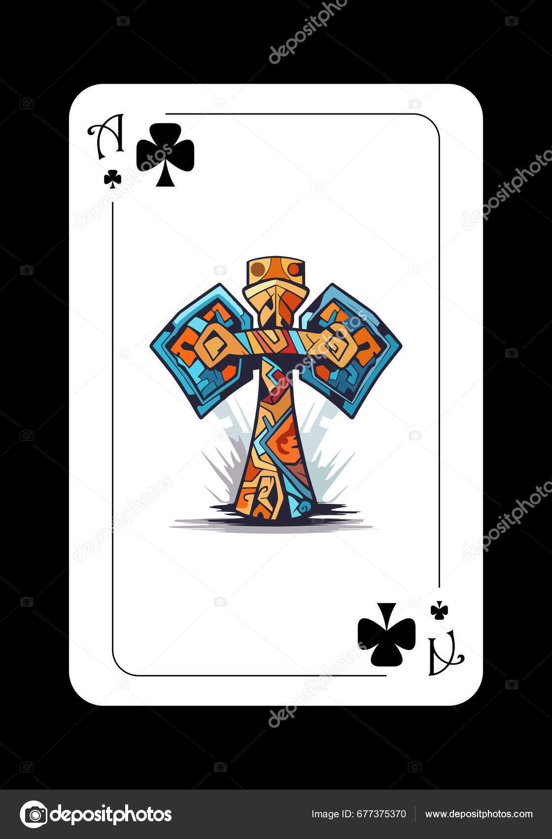 Ace Clubs Original Playing Card Design Ace Clubs Stylized Cross Stock ...