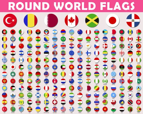 圆形世界各国国旗图库矢量图片、免版税圆形世界各国国旗插图|Depositphotos