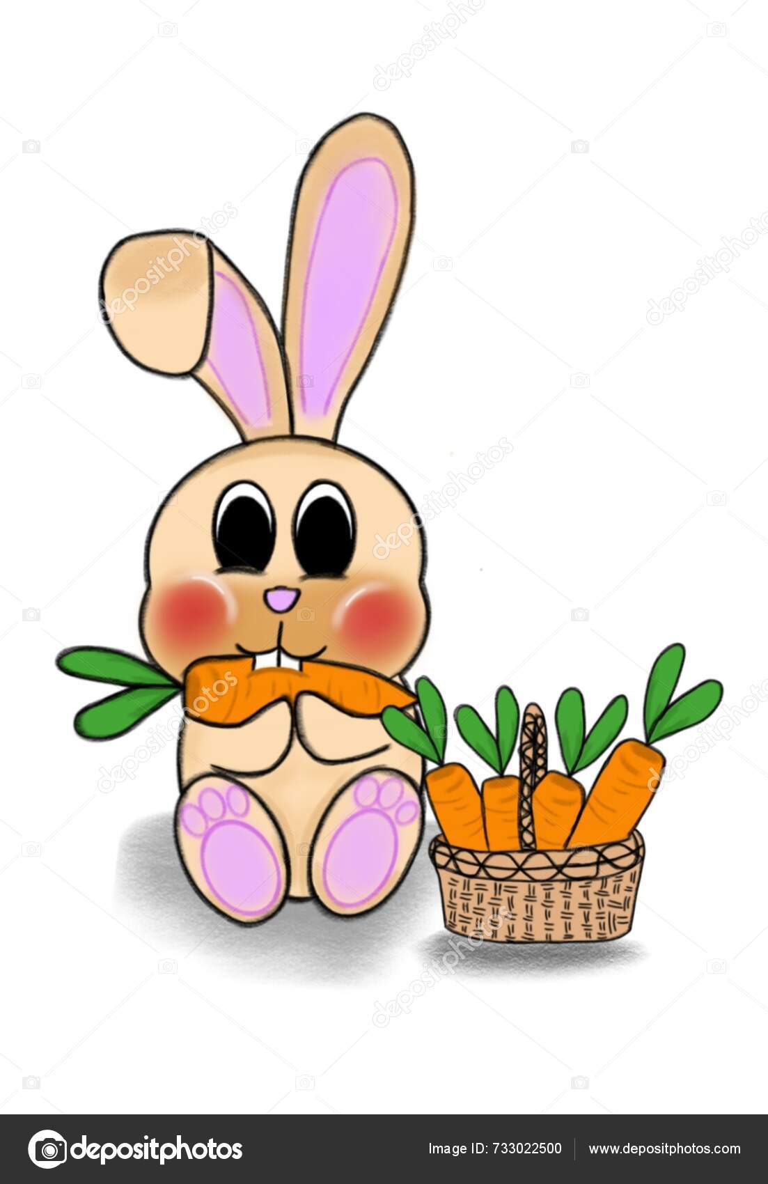 Rabbit Eating Carrot Vector Illustration — Stock Photo © Liart_5 #733022500