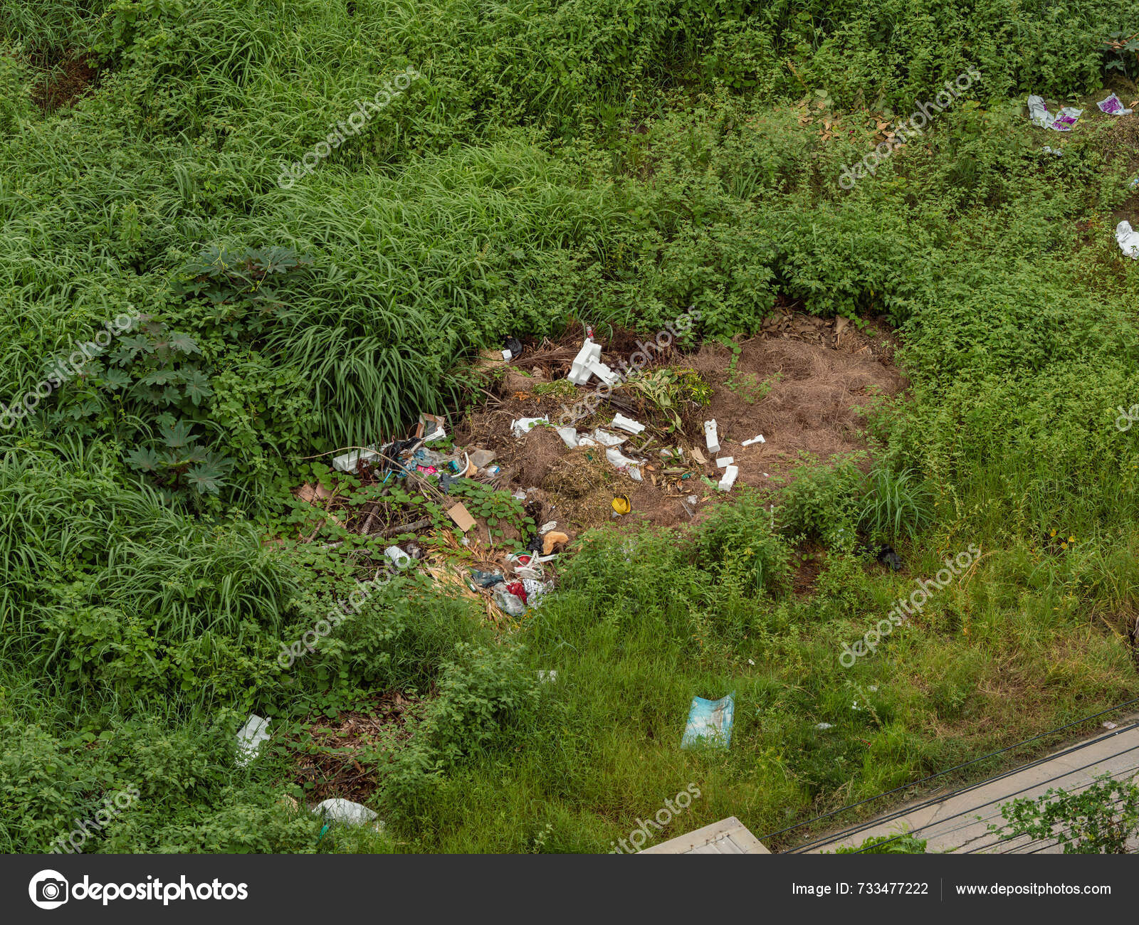 Aerial View Grassy Area Scattered Litter — Stock Photo ...