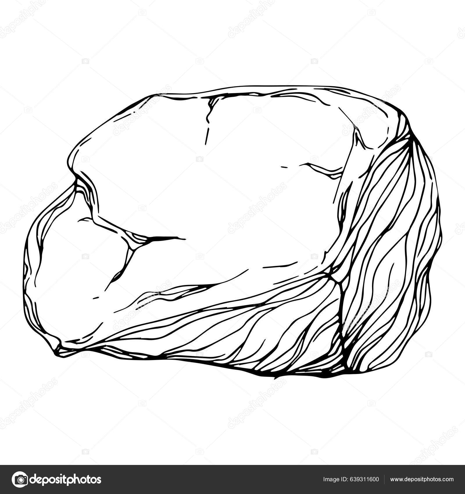Stone Monochrome Sketch Vector Gravel Pebble Natural Rocky Slate Lump ...