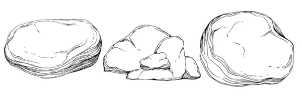 Stone Monochrome Sketch Vector Gravel Pebble Natural Rocky Slate Lump ...