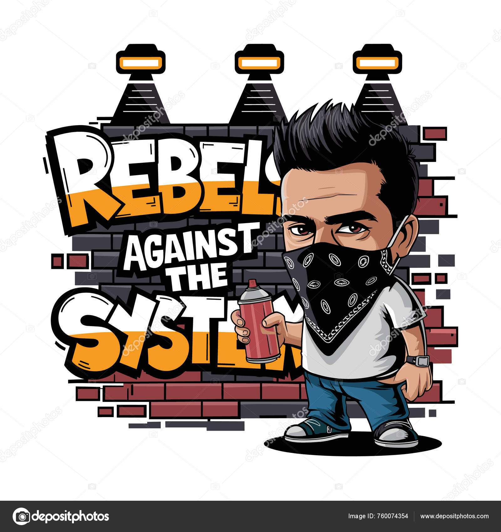 Character Holding Spray Can Bold Graffiti Text Stock Vector by ...