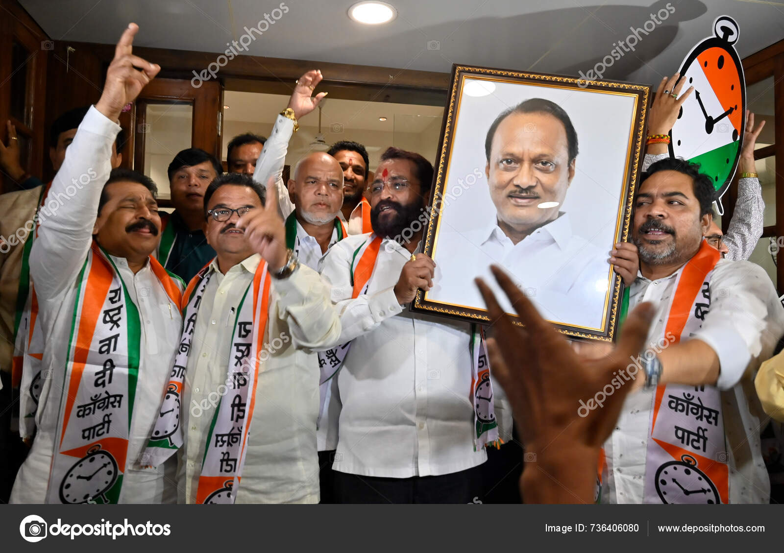 Mumbai India February Ncp Party Workers Ajit Pawar Group Celebrate — Stock Editorial Photo ...