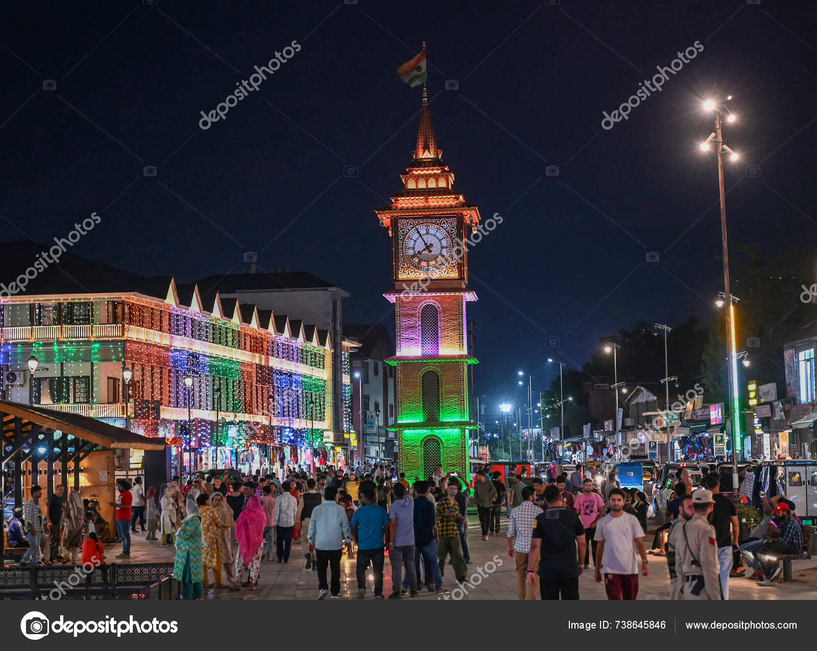 Srinagar India August View Clock Tower Ghanta Ghar Illuminated ...