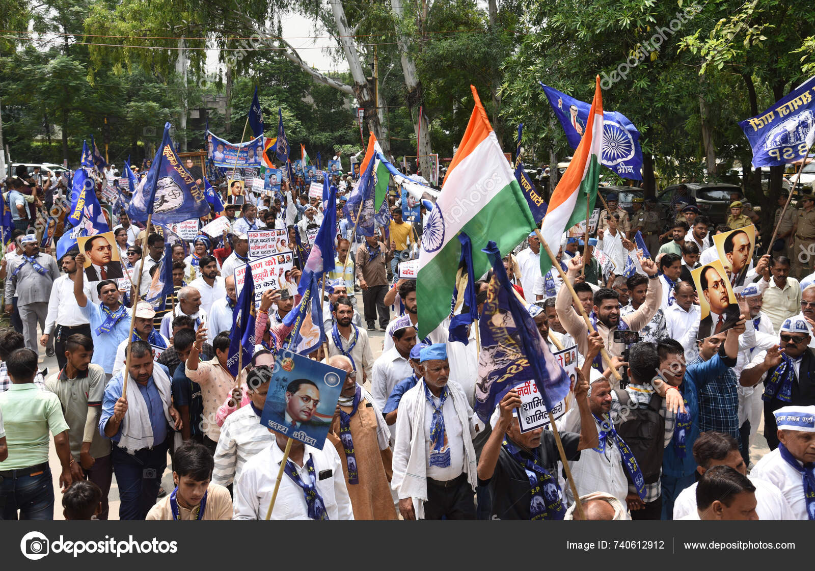 Ghaziabad India August Bsp Workers Take Out Protest March Bharat ...