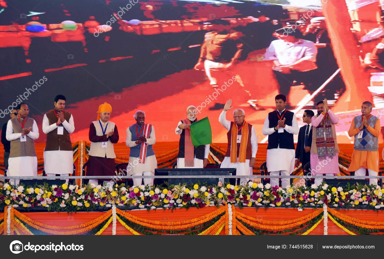 Rewari India February 2024 Prime Minister Narendra Modi Haryana Chief ...