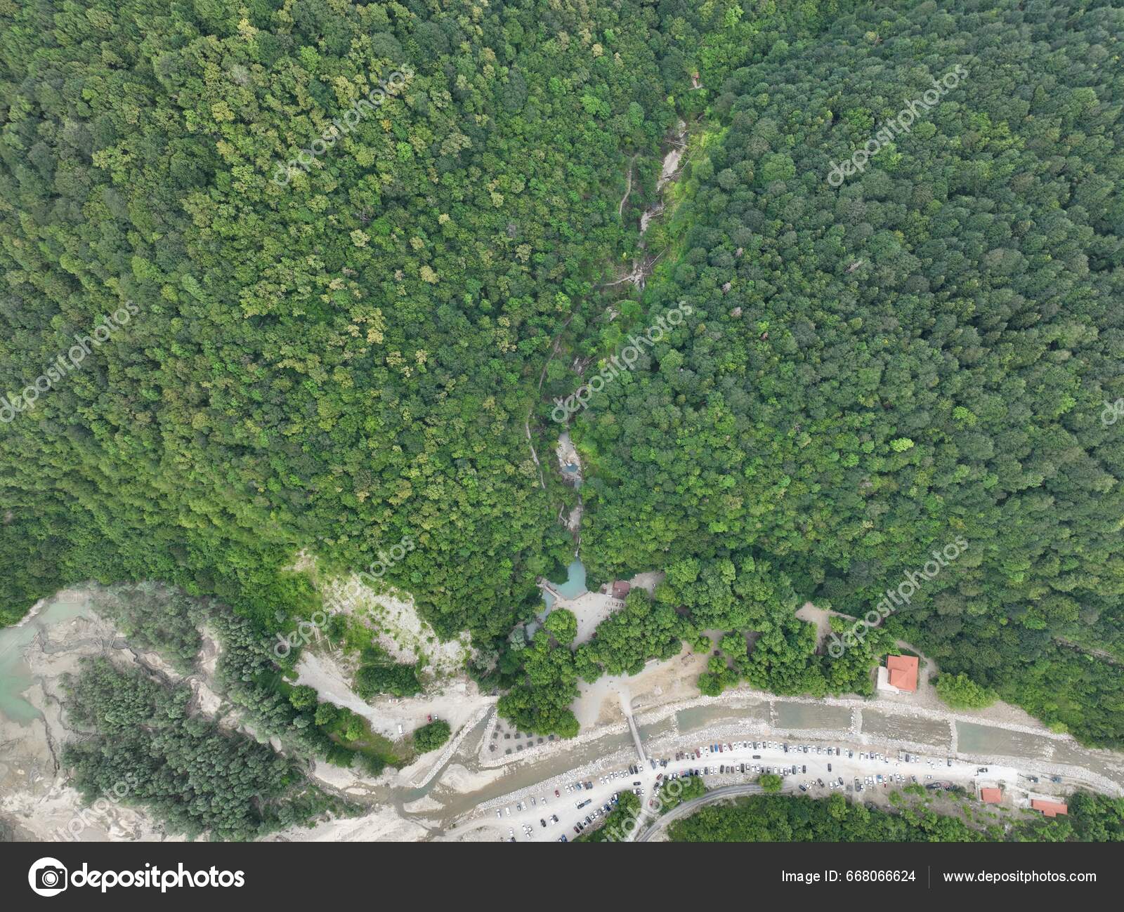Aerial View Waterfall — Stock Photo © mtellioglu #668066624