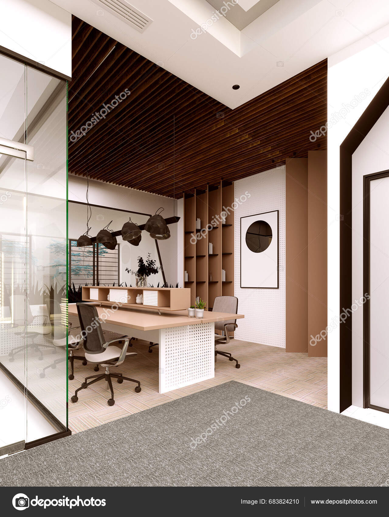 Modern Open Office Working Space Rendering — Stock Photo © mtellioglu ...
