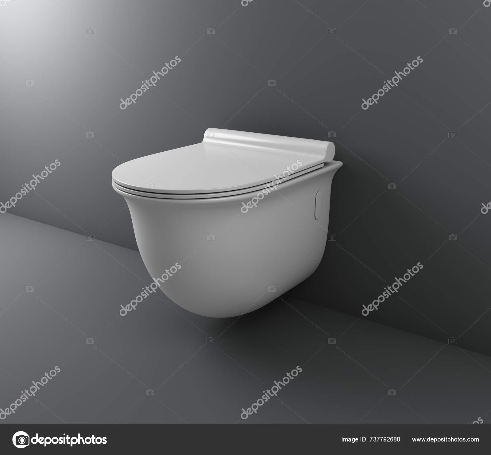 White Toilet Bowl Bathroom Ceramic Toilet Side View Rendering — Stock ...