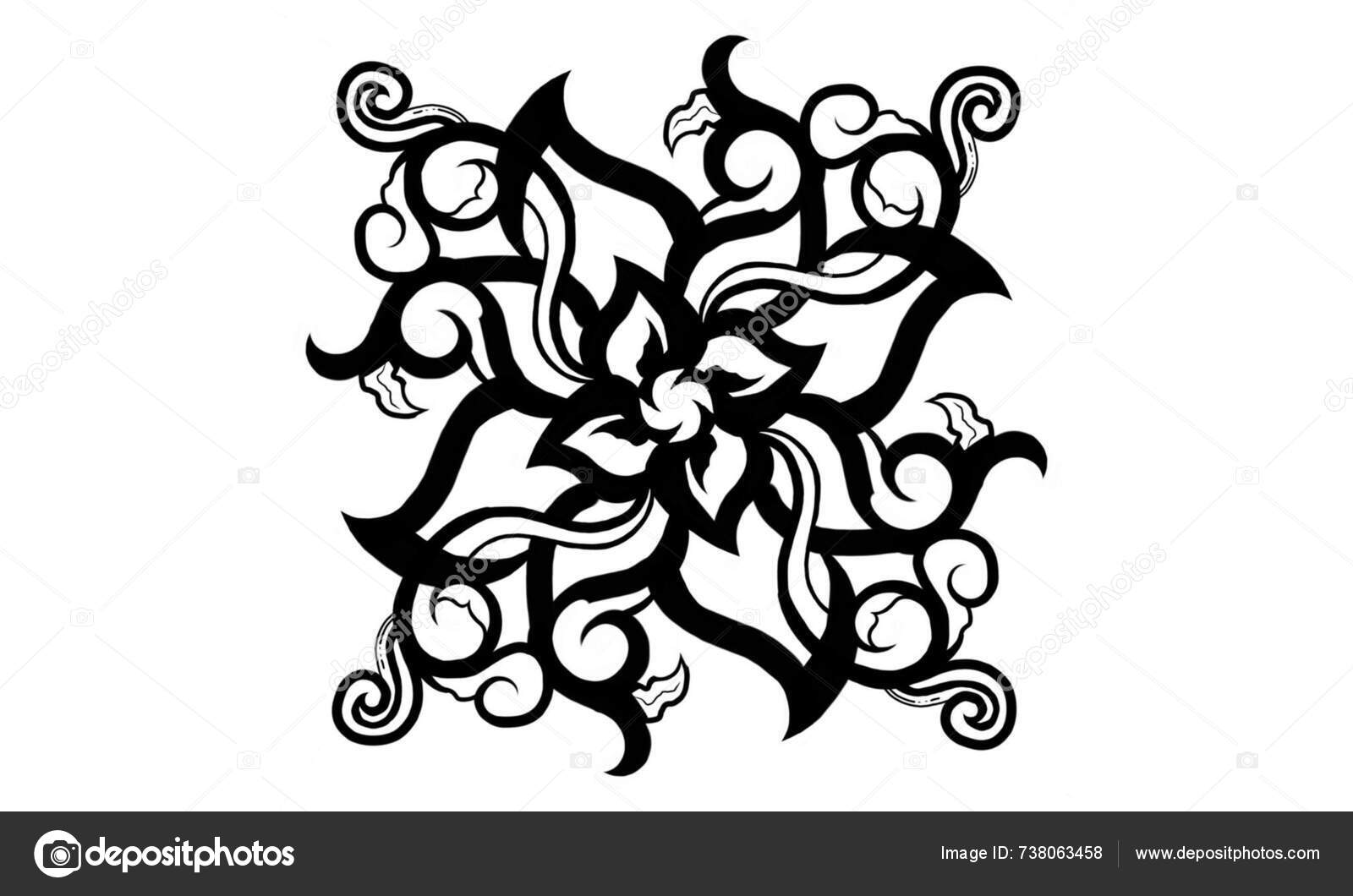 Traditional Unique Original Black White Nature Tribal Batik Line Art ...