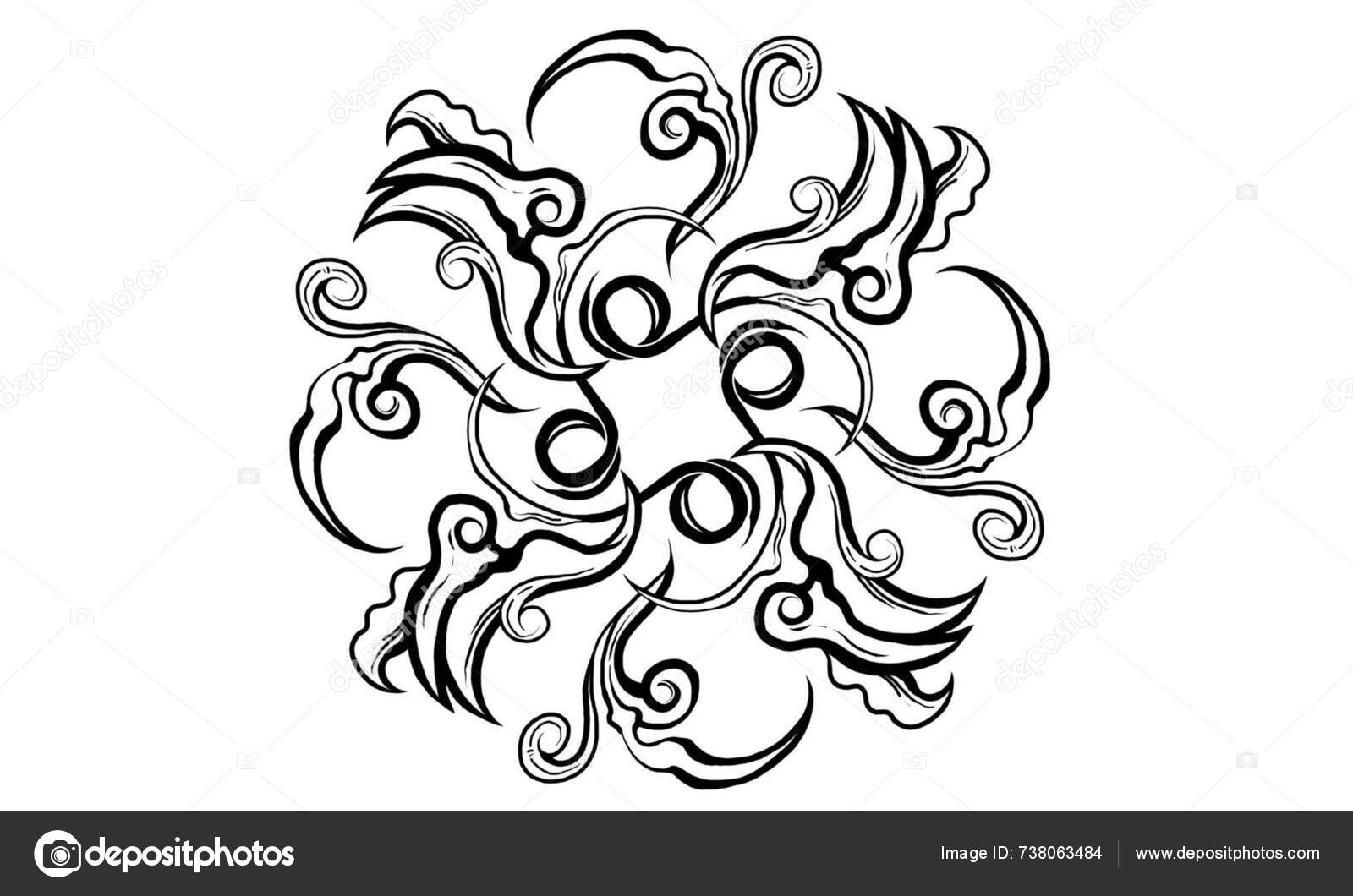 Traditional Unique Original Black White Nature Tribal Batik Line Art ...