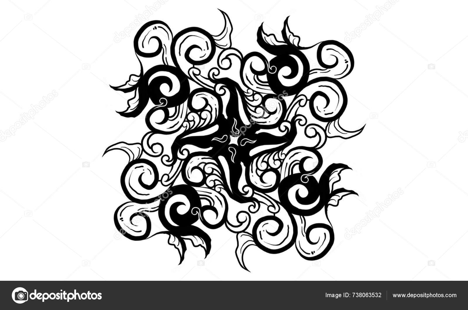 Traditional Unique Original Black White Nature Tribal Batik Line Art ...