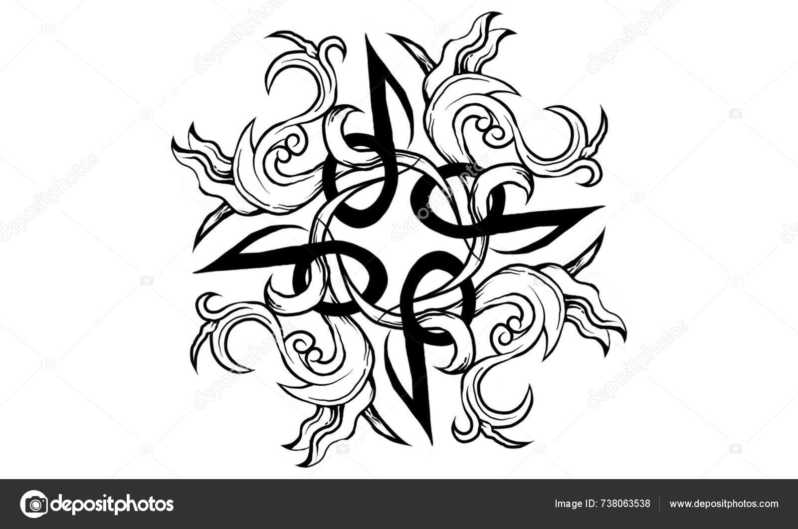 Traditional Unique Original Black White Nature Tribal Batik Line Art ...