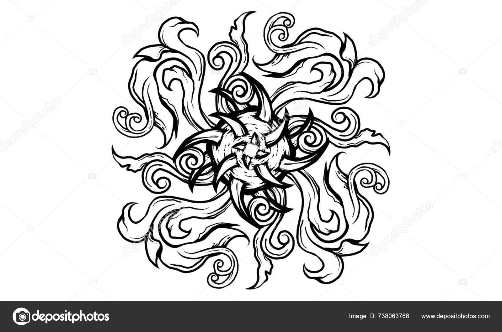 Traditional Unique Original Black White Nature Tribal Batik Line Art ...