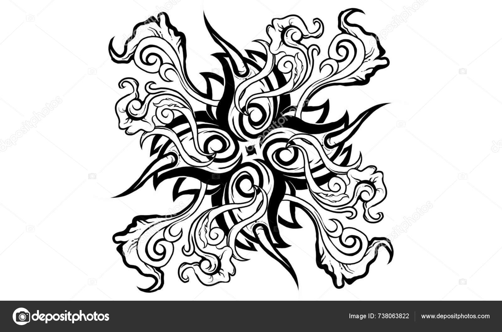 Traditional Unique Original Black White Nature Tribal Batik Line Art ...