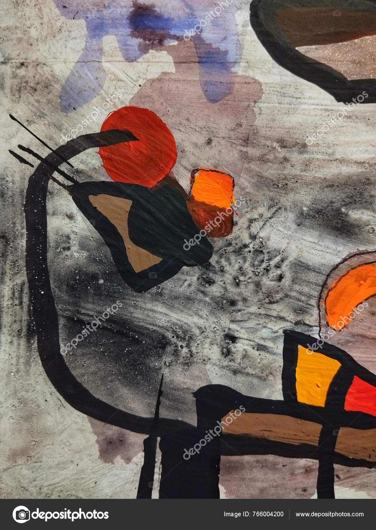 Contemporary Watercolor Expressionism Abstract Painting Grey Brown Red ...