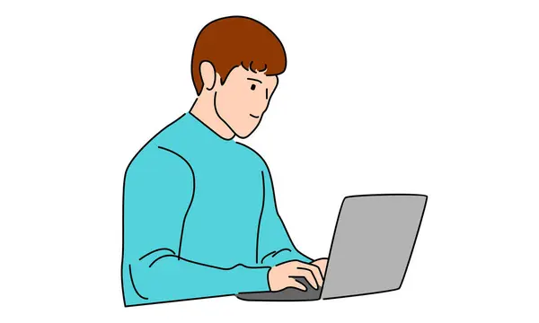 Persona usando computadora imágenes de stock de arte vectorial ...