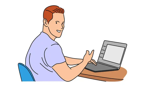 Persona usando computadora imágenes de stock de arte vectorial ...