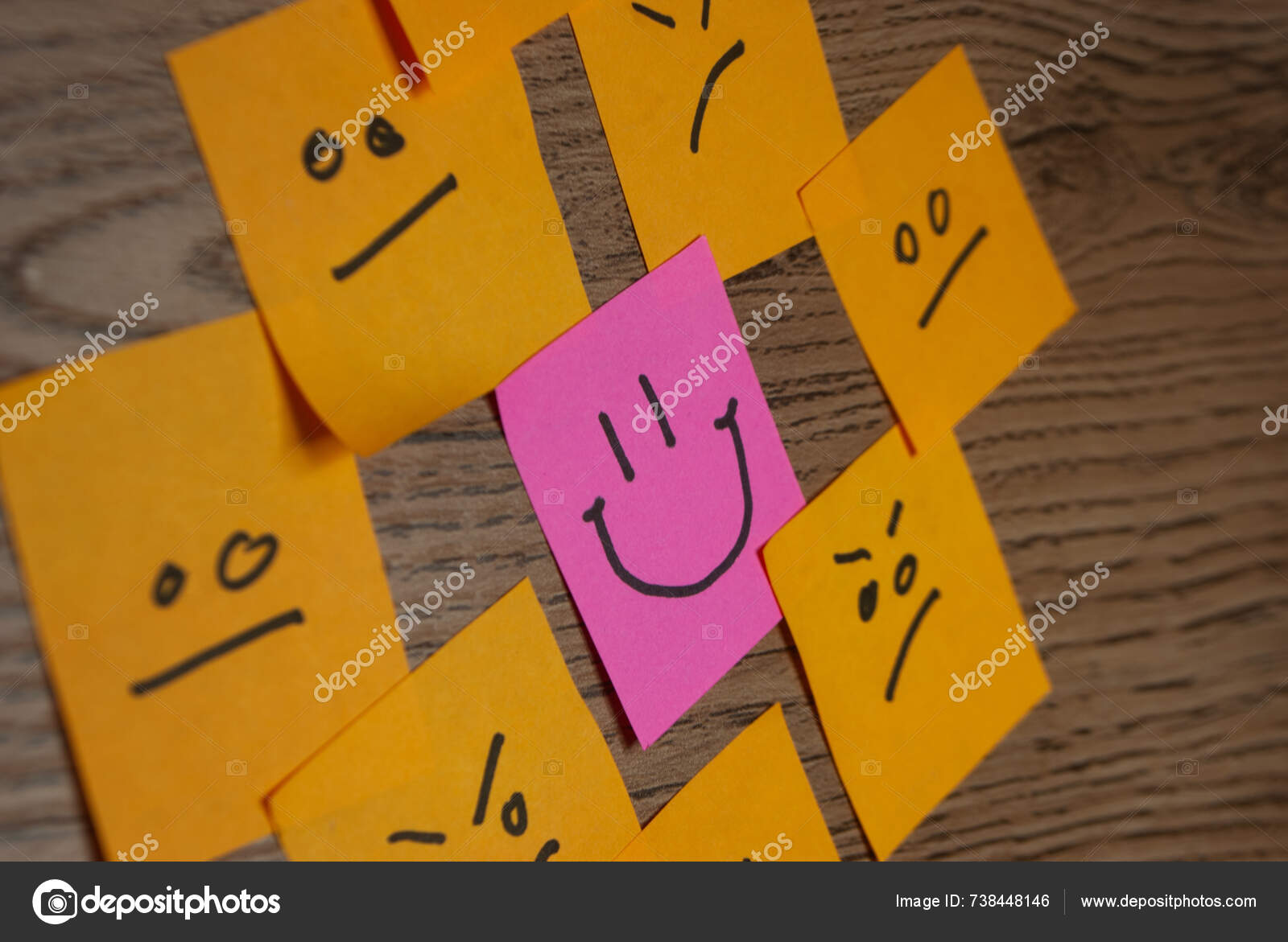 Positive Attitude Concept Small Office Notes Multiple Faces One Stands ... Positive Attitude Concept Small Office Notes Multiple Faces One Stands ...