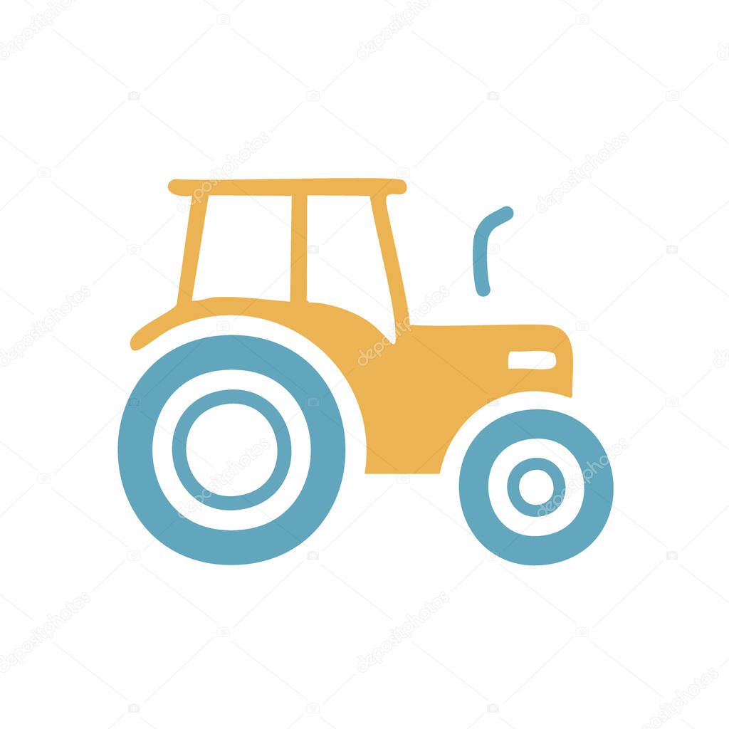 Icono del vehículo agrícola. Ilustración sencilla de un tractor ...