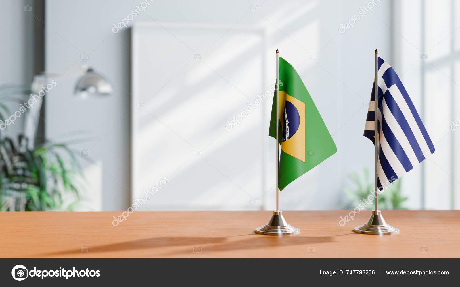 Flags Brazil Greece Table — Stock Photo © Vutuk #747798236