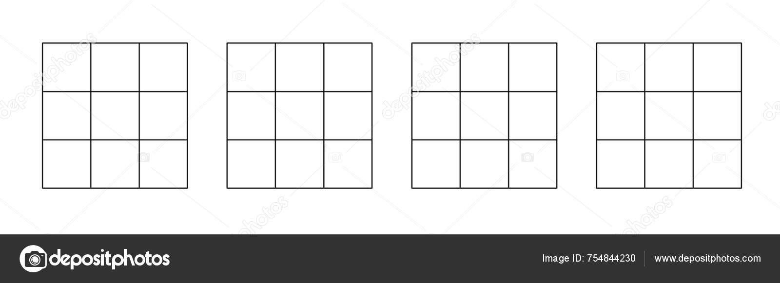 Set Four 3X3 Blank Grids Planning Game Boards Arranged Horizontally ...