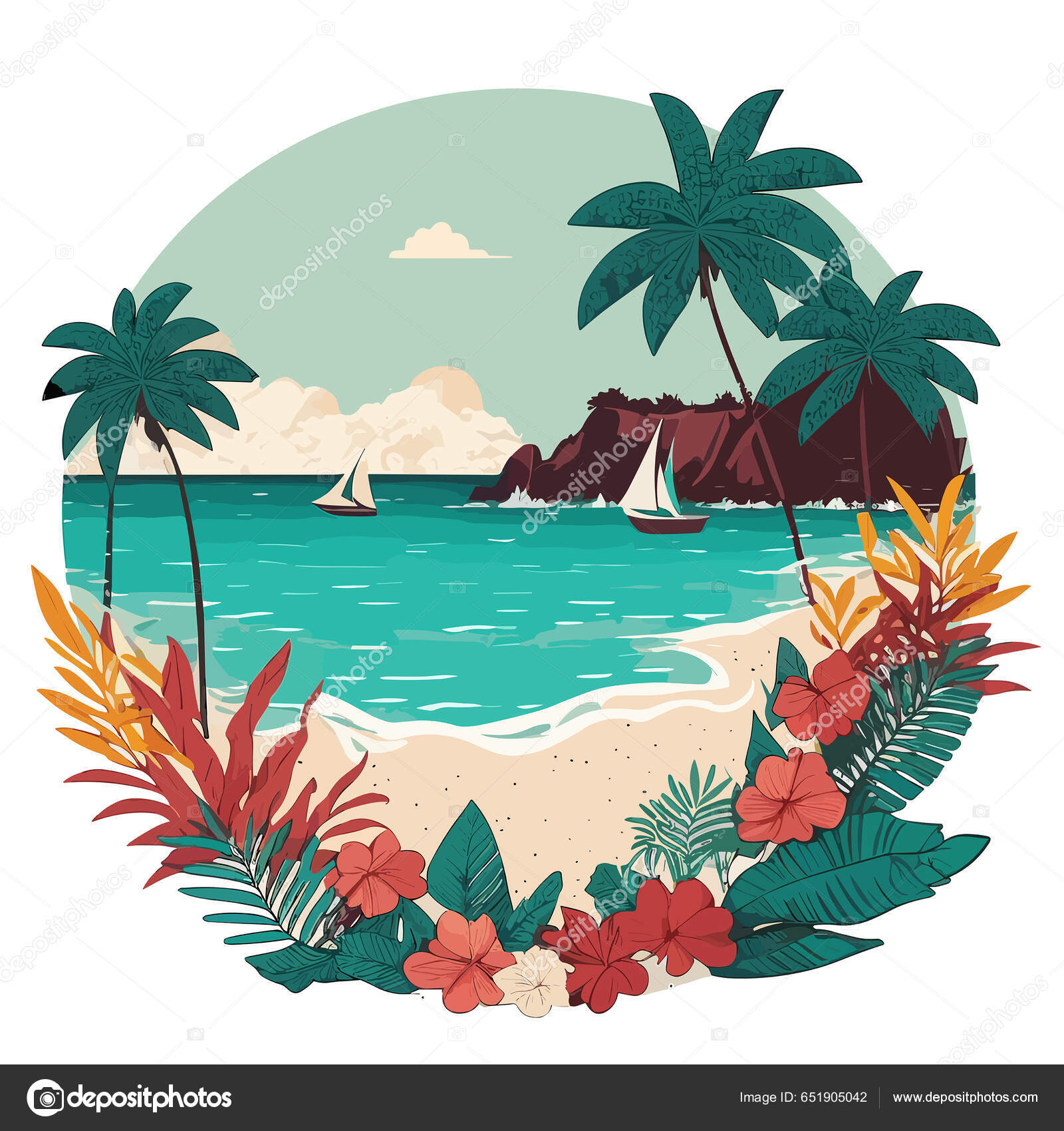 Beautiful Tropical Beach Vector Illustrations Stock Vector by ©dutco ...