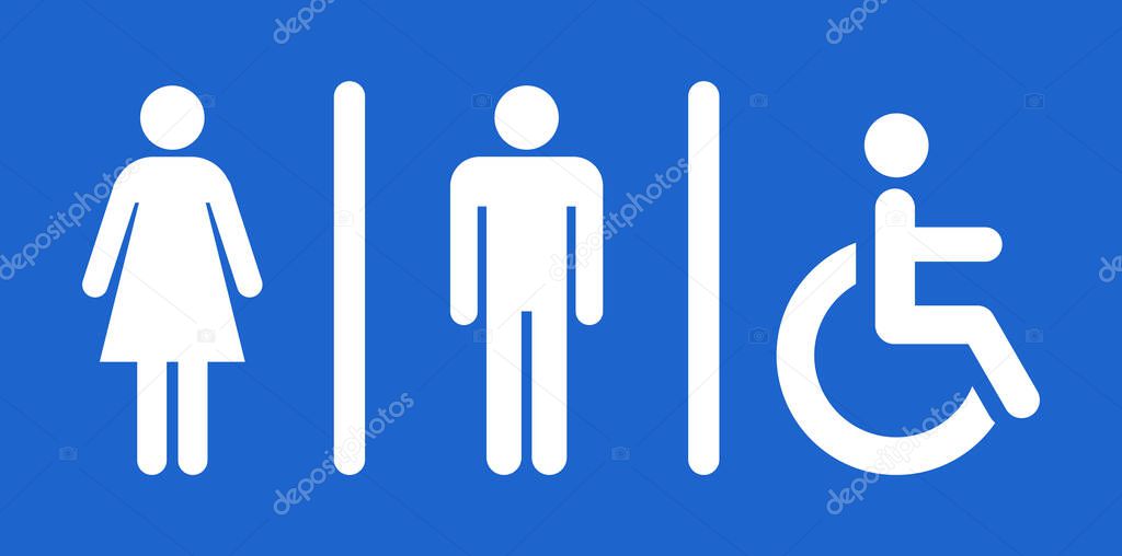 Signos Inodoro Aislados Sobre Fondo Azul Pictograma Inodoro Signo Del ...