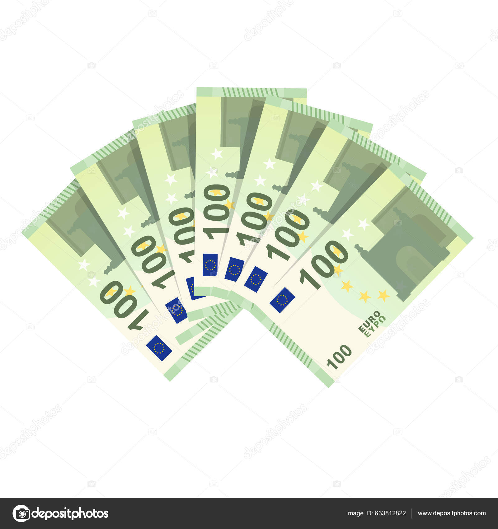 100 Euro Money Banknotes Fan Isolated White Background Europen Bill ...